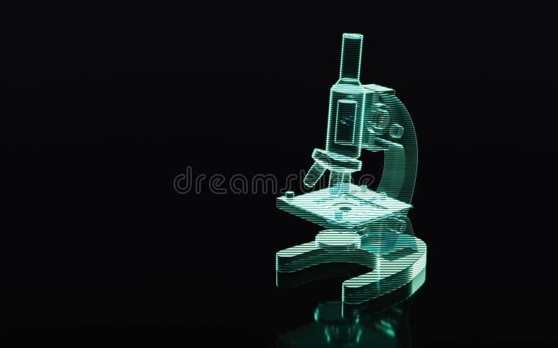 Holographic Image of Microscope, Futuristic Element, 3d Rendering Stock ...