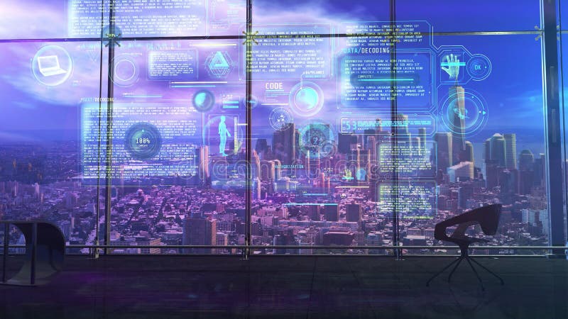 Infographics of Personal Data Decoding in the Office, 3D Render. Stock ...