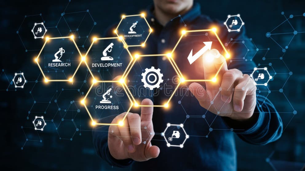 A Person is Interacting with a Holographic Interface Composed of ...