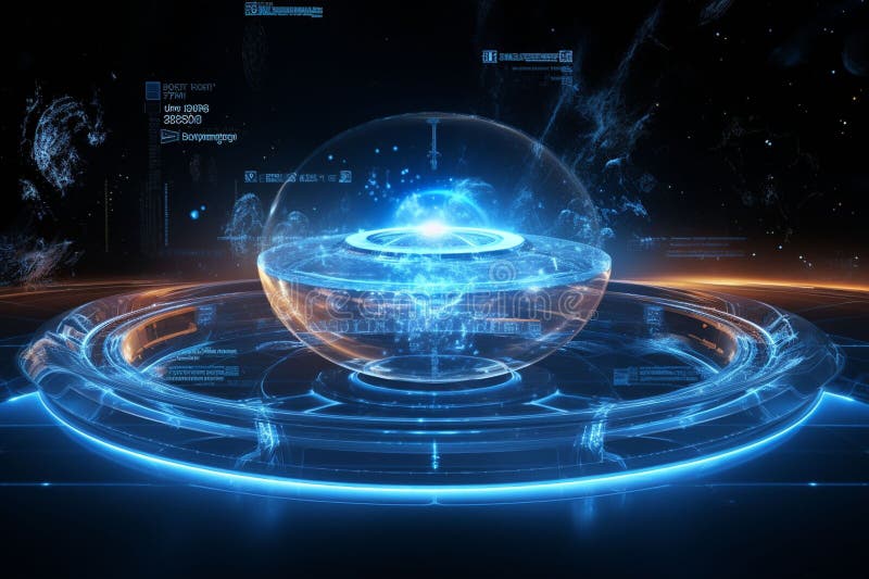 Holographic Interface Displaying the Blueprints Stock Illustration ...