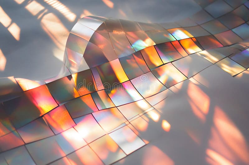 Holographic Iridescent Grid with Light Patterns Stock Illustration ...