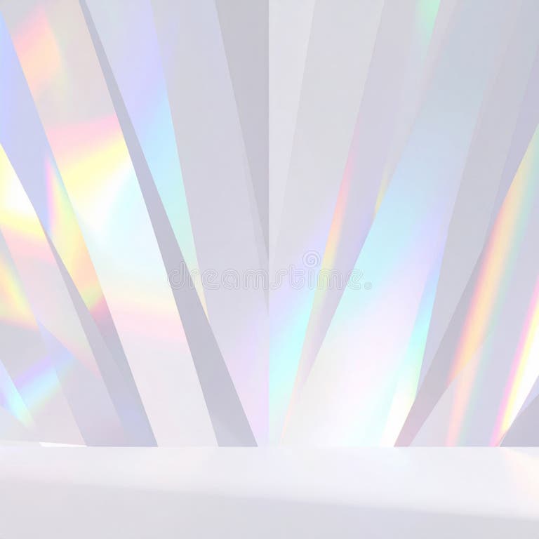 Holographic Iridescent Light Rays on White Background Stock ...