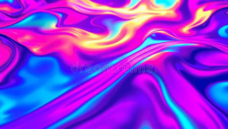 Holographic Iridescent Vibrant Colors Flowing Creating Abstract Wavy ...