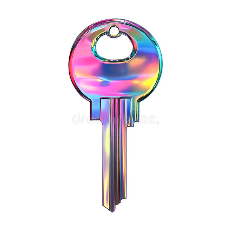 Holographic Key Psychedelic Rainbow Key Art on Transparent Background ...