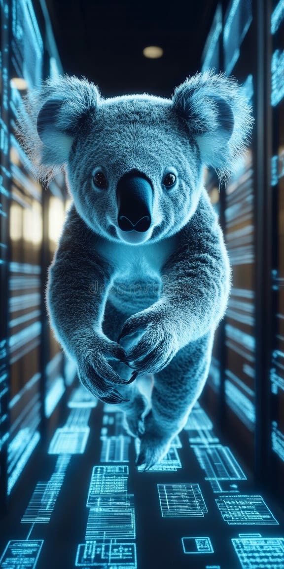 Holographic Koala in Digital Space Exploring the Intersection of Nature and Technology Stock ...