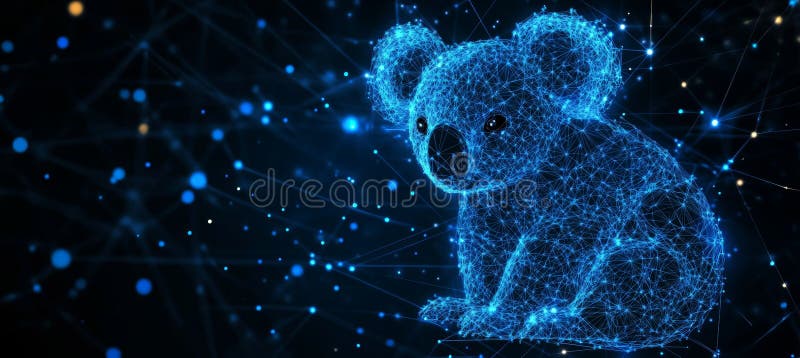 Holographic Koala in Digital Space Symbol of Future, Technology, and ...