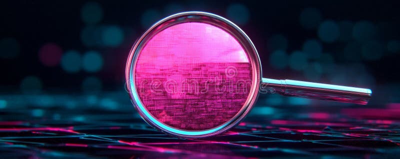 Holographic Lens Focusing on Digital Patterns Stock Illustration ...