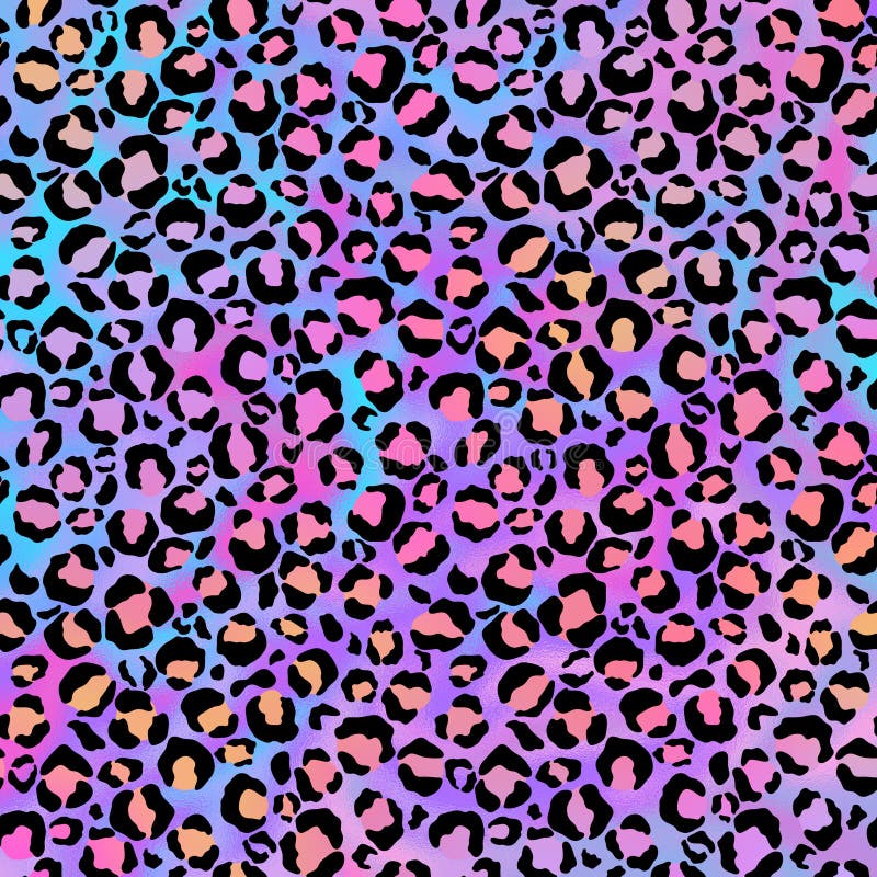Holographic Leopard Print on Gradient Background Stock Illustration ...
