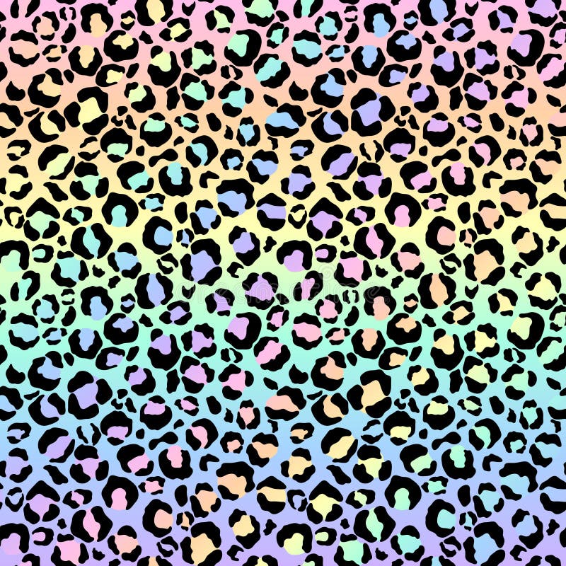 Holographic Leopard Print on Gradient Background Stock Illustration ...