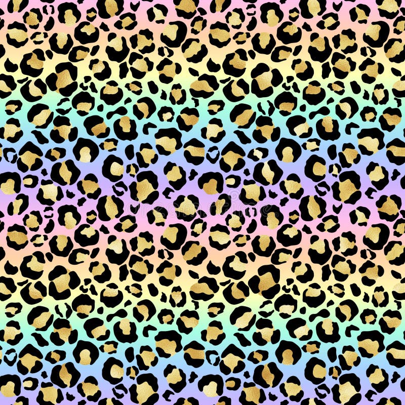 Holographic Leopard Print on Gradient Background Stock Illustration ...