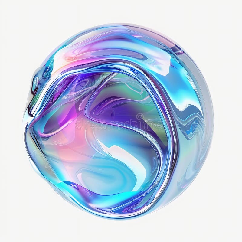 Holographic Liquid Bubble Shape Isoalted, AI Generative Stock ...