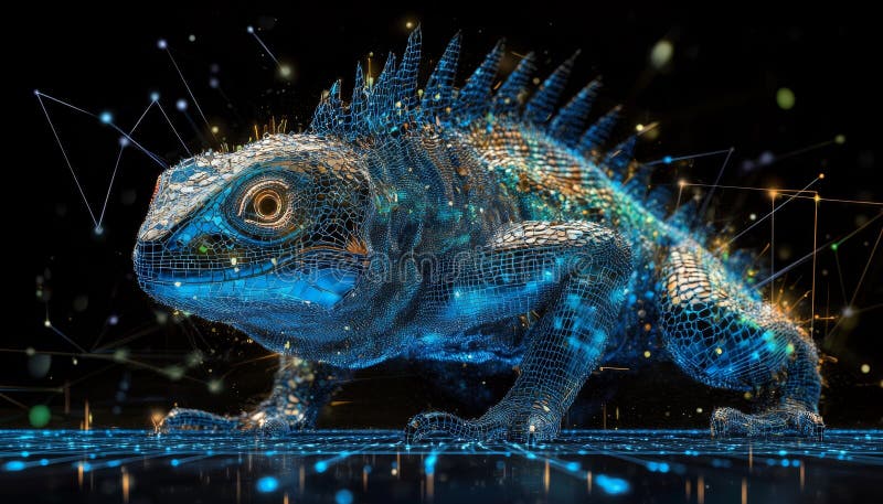 Holographic Lizard in Digital Space a Futuristic Visualization of ...