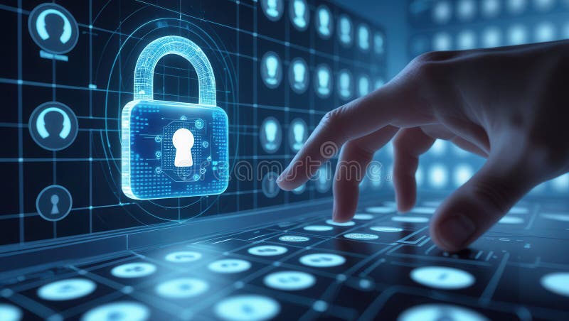 Cyber Secure with Blue Toned Aesthetic Soft Lighting and High Tech ...