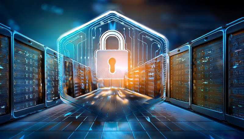 Holographic Locks Secure Server Rooms, Symbolizing Data Protection and ...