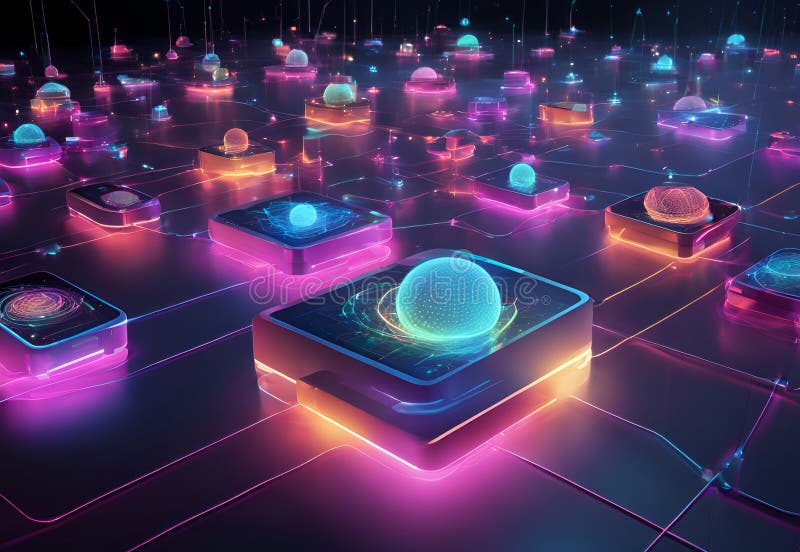 A Holographic Map Network Visualization with Glowing Digital ...