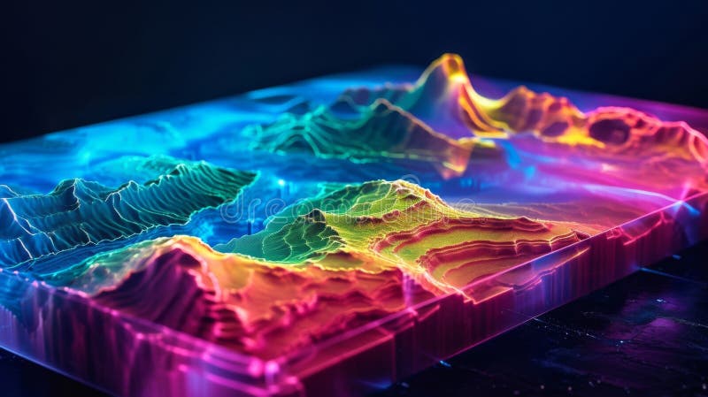 A Holographic Map of the Ocean Floor Displaying Various Depths and ...