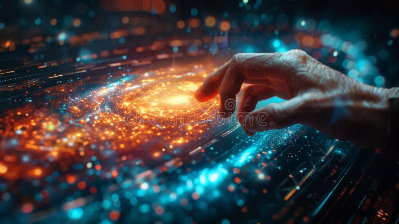 Holographic Math Tutor Interacting with Complex Concepts Stock Image ...