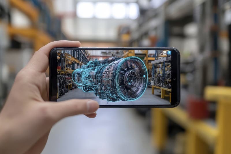 Holographic Mechanic Interface in Industrial Setting Using Augmented Reality Stock Photo - Image ...