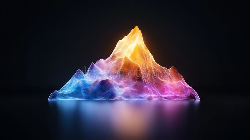 Holographic Mountain Peak with Vibrant Colors and Dynamic Lighting ...