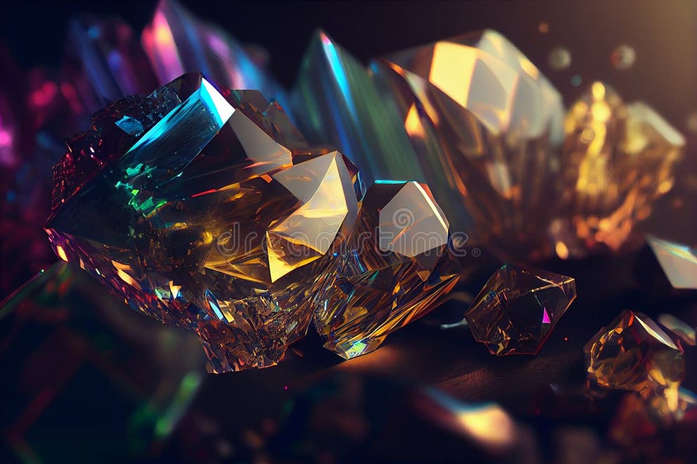 Holographic Multi-colored Crystals.generative Ai Stock Illustration ...