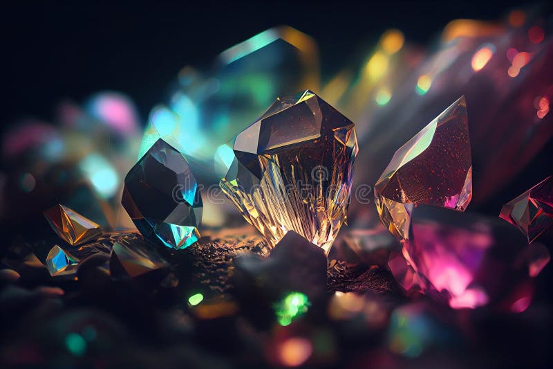 Holographic Multi-colored Crystals.generative Ai Stock Illustration ...