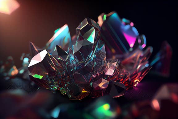 Holographic Multi-colored Crystals.generative Ai Stock Illustration ...