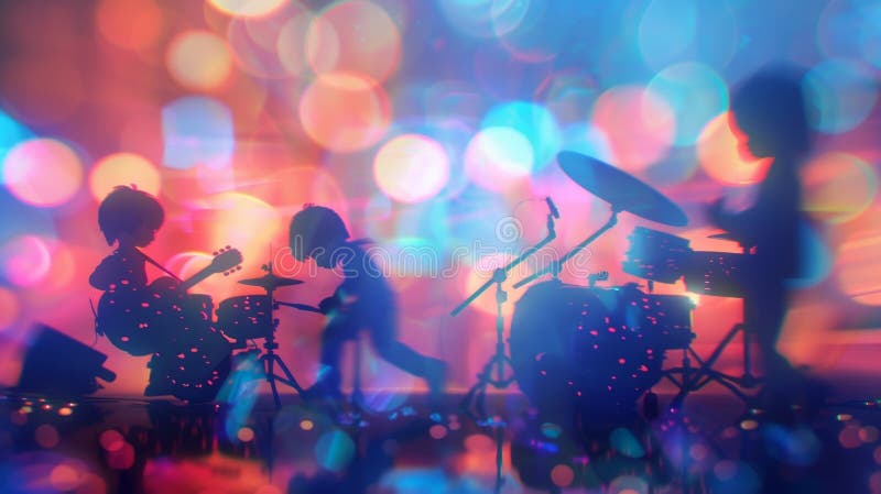 A Holographic Music Lesson with Children Playing Instruments and ...