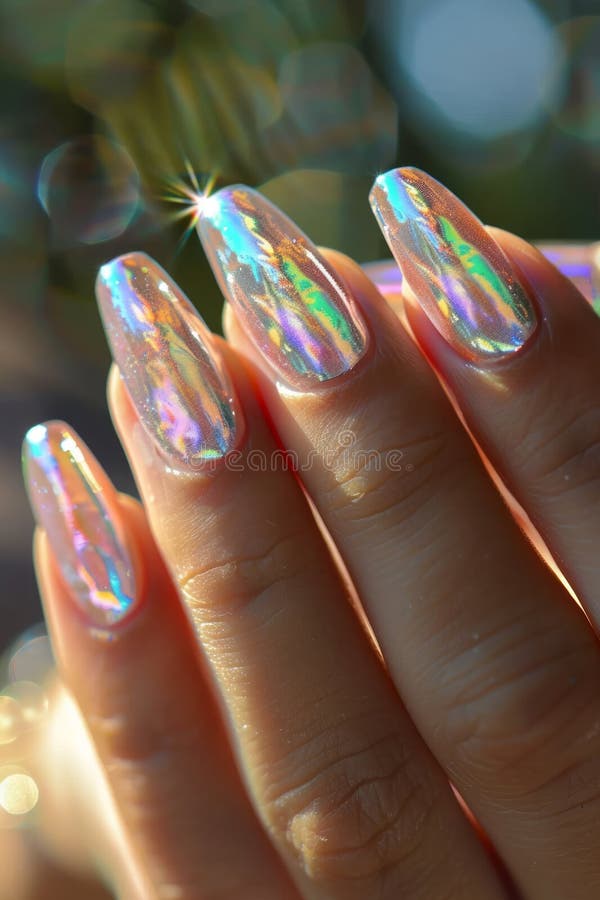 Holographic Nail Art - Hologram Nails Stock Image - Image of finger ...