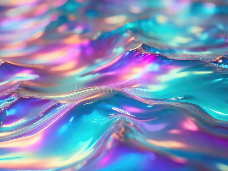 Holographic Neon Background. Liquid Wavy Abstract Gradient Stock Photo ...
