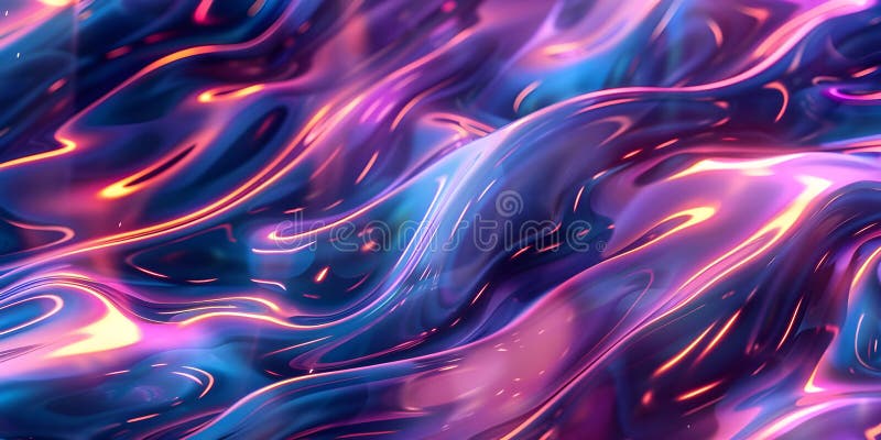 Holographic Neon Fluid Waves Background - Ai Generated Stock ...