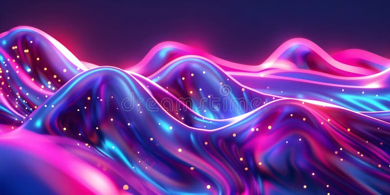 Holographic Neon Fluid Waves Background - Ai Generated Stock ...