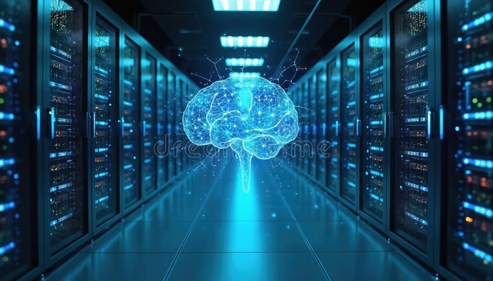 Holographic Neural Network Brain in Data Server Room. Digital Brain ...
