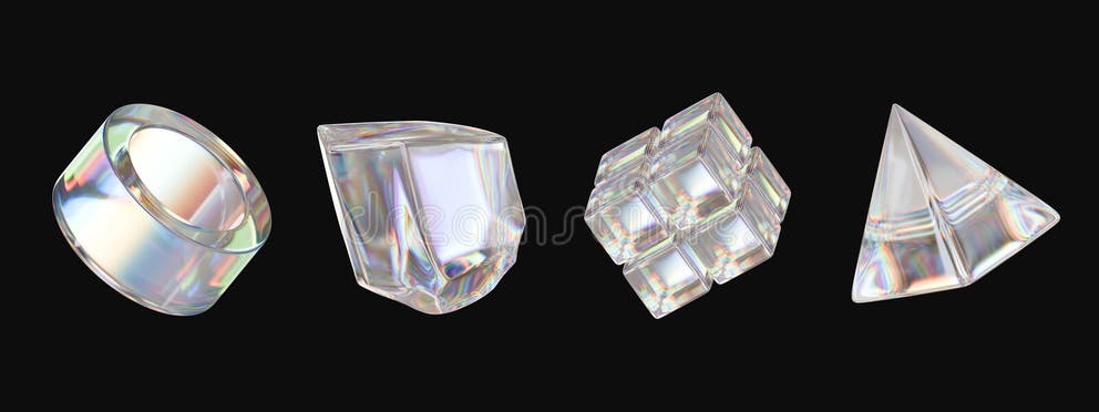 Holographic Object Element Set Pack Isolated Background 3d Rendering ...