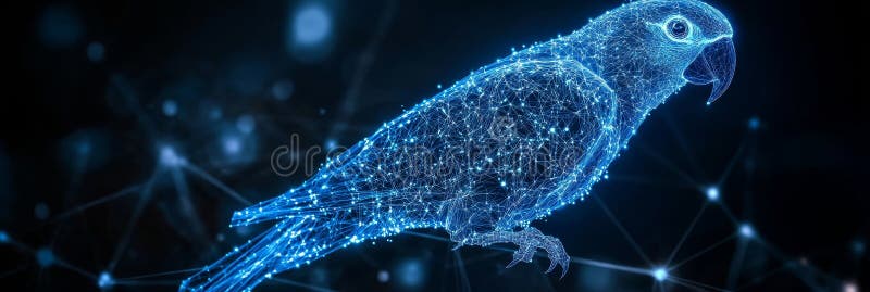 Holographic Parrot in Abstract Digital Space, Symbol of Artificial ...
