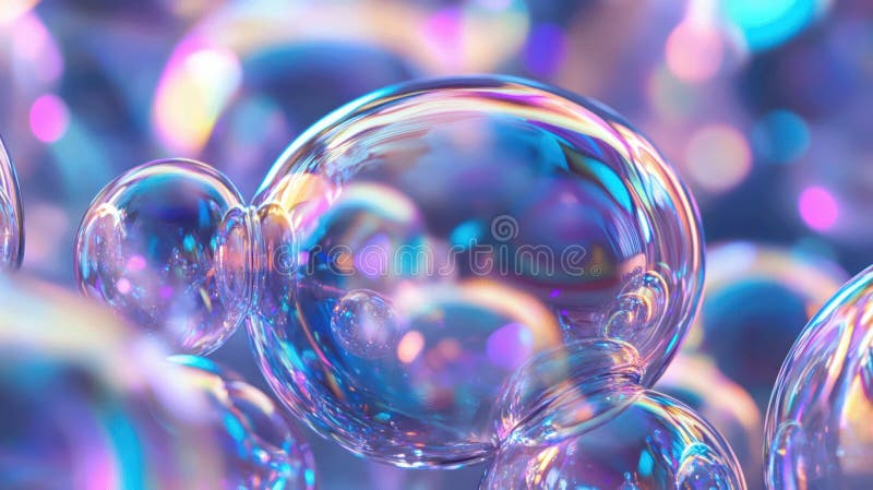 A Holographic Pattern Featuring 3D Bubbles in Chrome Color with ...