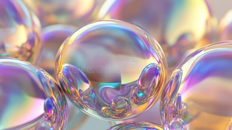 A Holographic Pattern Featuring 3D Bubbles in Chrome Color with ...