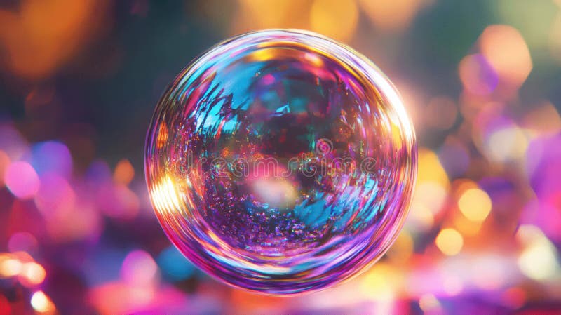 A Holographic Pattern Featuring 3D Bubbles in Chrome Color with ...