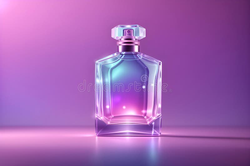 Holographic of Perfume Bottle on Gradient Purple Background Stock Photo ...