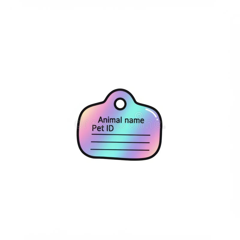 Holographic Pet ID Tag with Pastel Rainbow Design Stock Illustration ...