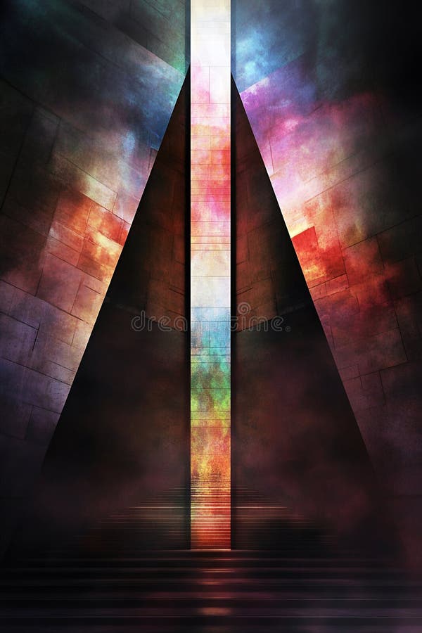 Holographic Pillar with Abstract Colors Stock Illustration ...