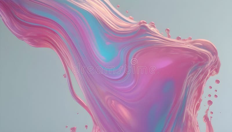 A Holographic Pink Liquid is Flowing Over a White Background Stock ...