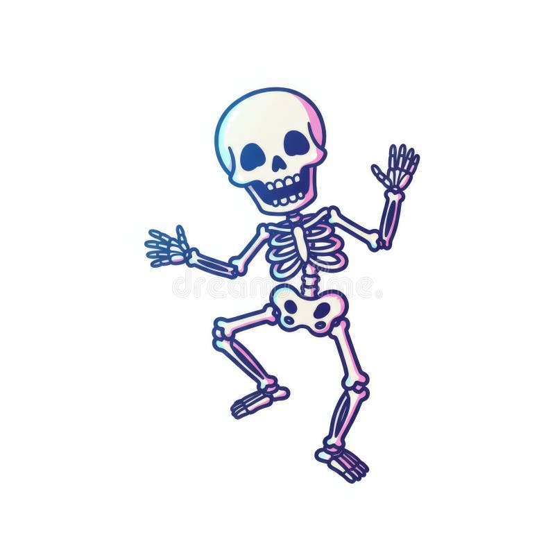 Holographic Pixel Skeleton Dancing Stock Illustration - Illustration of ...