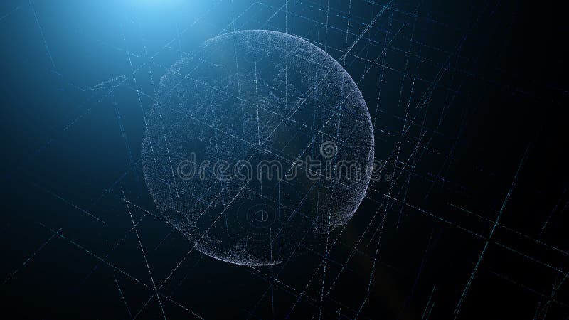 Holographic Planet Earth from Particles. Technological Background Stock ...