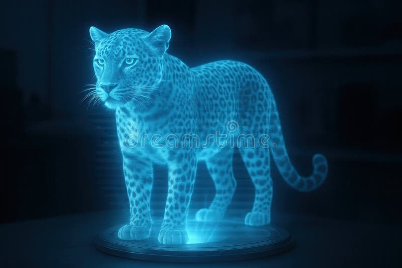 Holographic Projection of a Leopard Standing on a Platform Stock ...