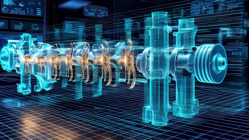 Futuristic Holographic Engineering Display Showcasing Advanced ...