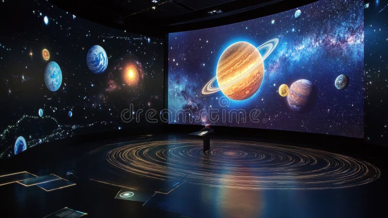 Holographic Projection of the Solar System in a Tech Exhibit Stock ...