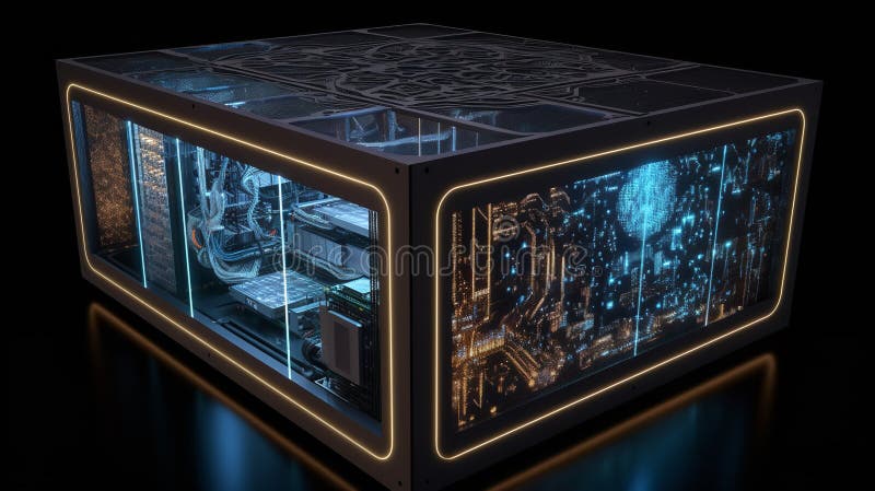 Holographic Projection of a Supercomputer Stock Illustration ...