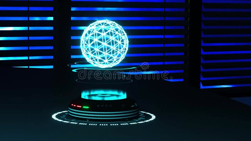 Holographic Projector Projects a Sphere 3d Rendering Stock Video ...