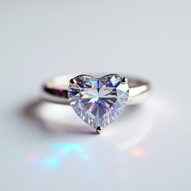 Holographic Proposal Ring with a Glowing Heart-Shaped Diamond on a ...