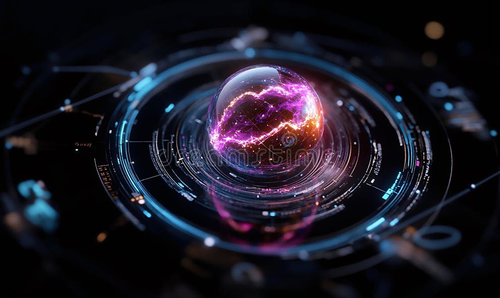 Holographic Quantum Computing Core Stock Image - Image of generated ...